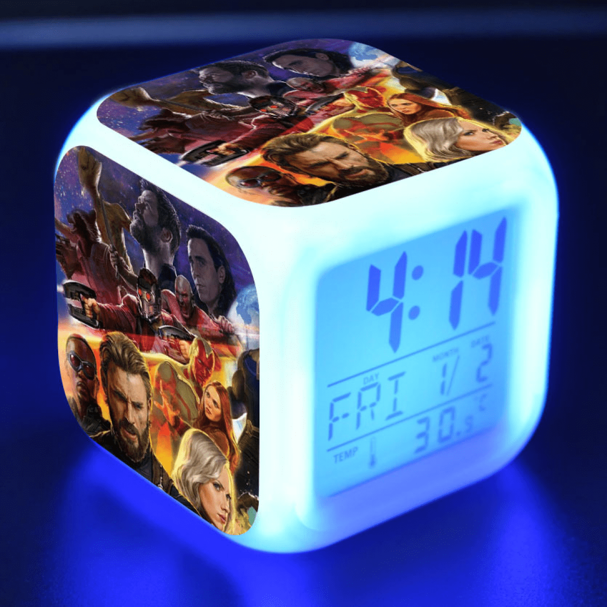 3＂LED Alarm Clock Avengers Infinity War Pattern Desk Table Glowing ...