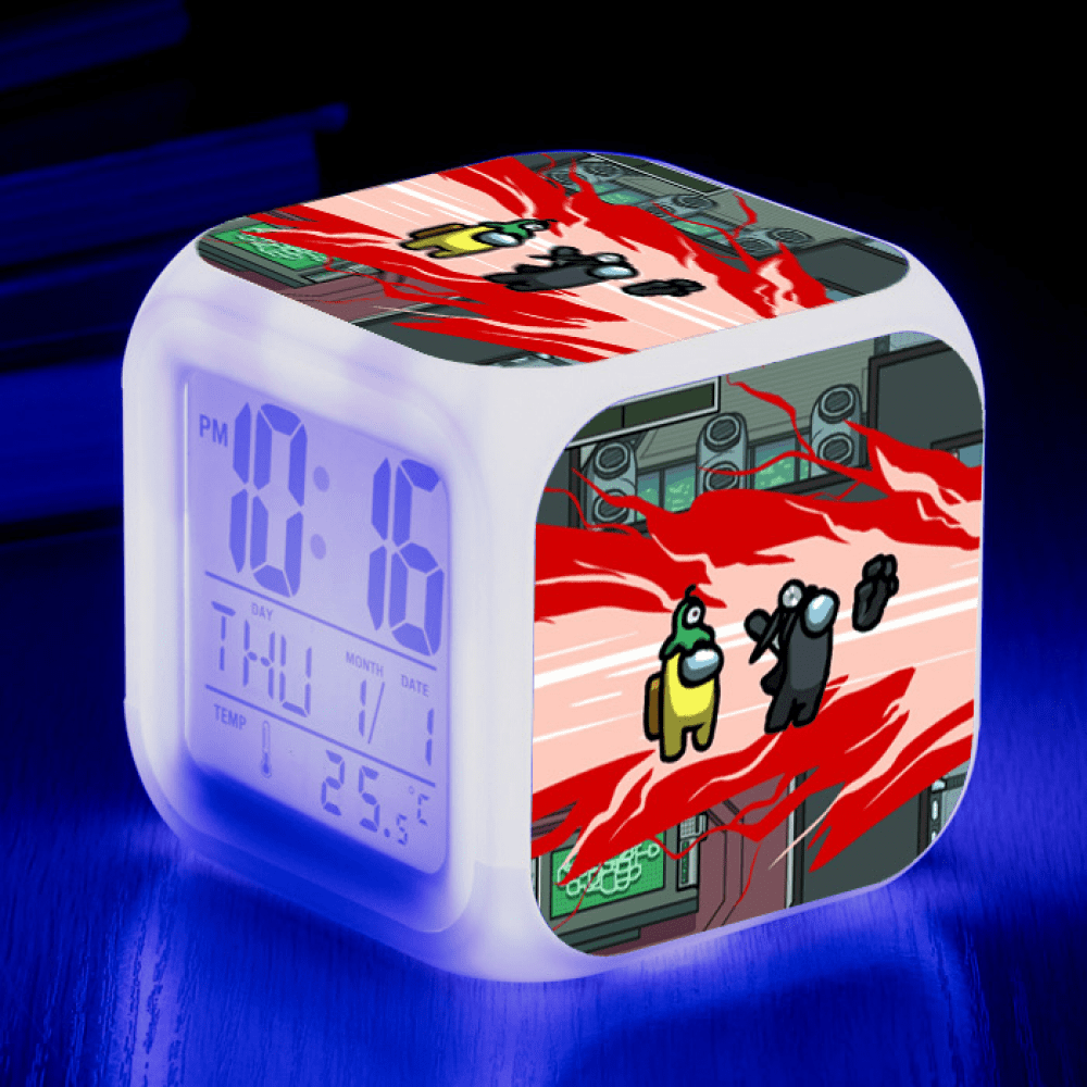 3＂LED Alarm Clock Cartoon Among Us Pattern Desk Table Glowing ...