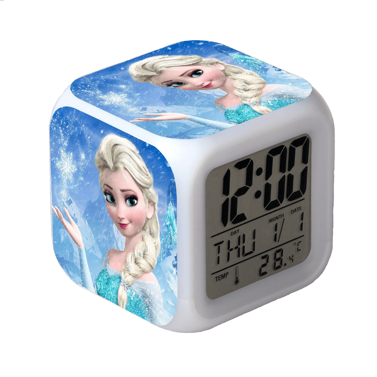 3＂LED Alarm Clock Cartoon Frozen Pattern Desk Table Glowing Electronic ...