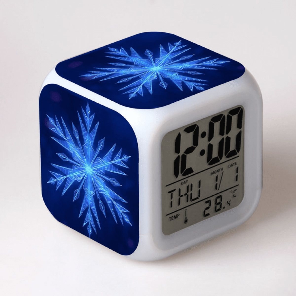 3＂LED Alarm Clock Frozen Pattern Desk Table Glowing Electronic Colorful ...