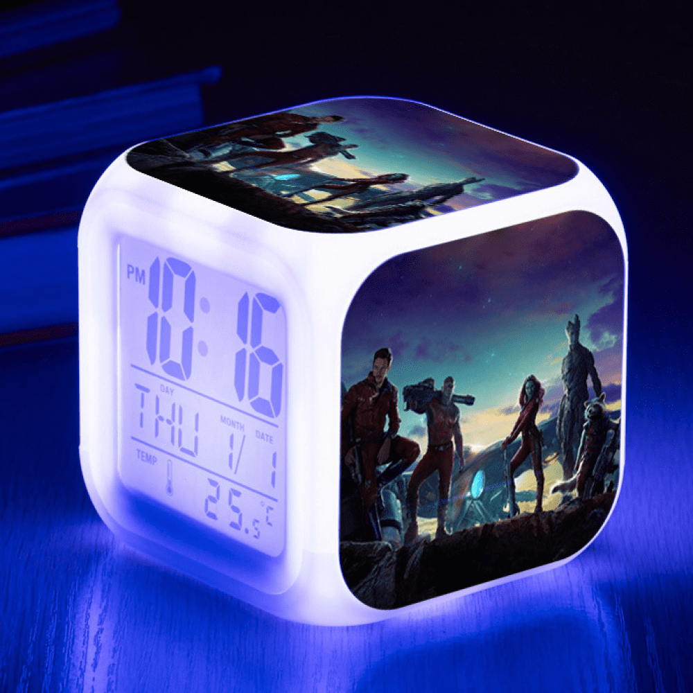 3＂LED Alarm Clock Cartoon Guardians of the Galaxy Pattern Desk Table ...