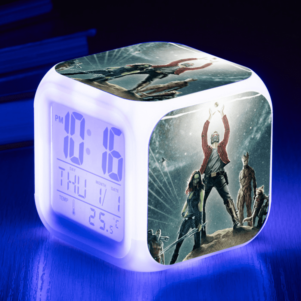 3＂LED Alarm Clock Cartoon Guardians of the Galaxy Pattern Desk Table ...