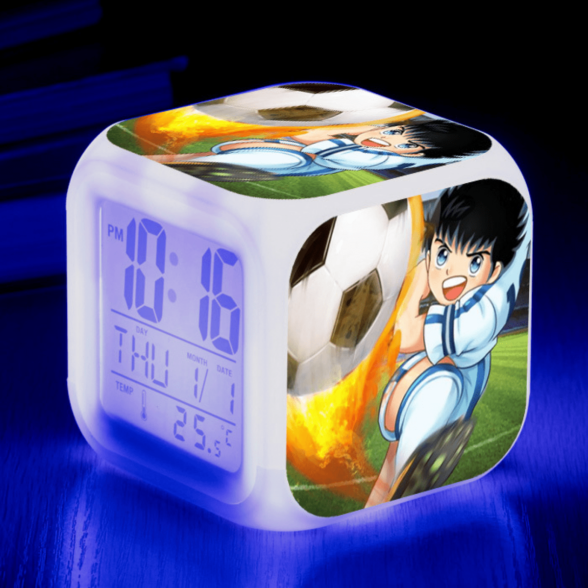 3＂LED Alarm Clock Cartoon Soccer Pattern Desk Table Glowing Electronic ...