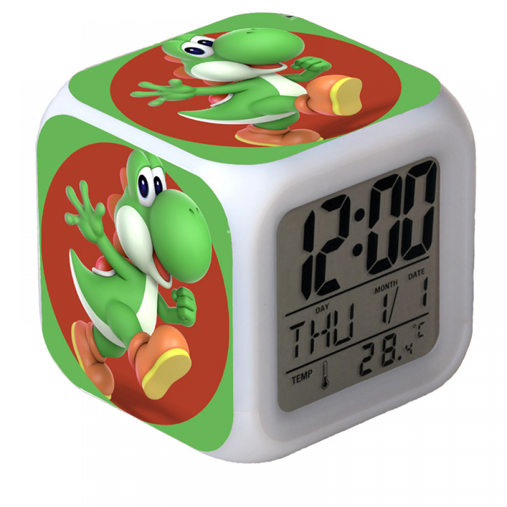 3＂LED Alarm Clock Cartoon Super Mario Pattern Desk Table Glowing ...