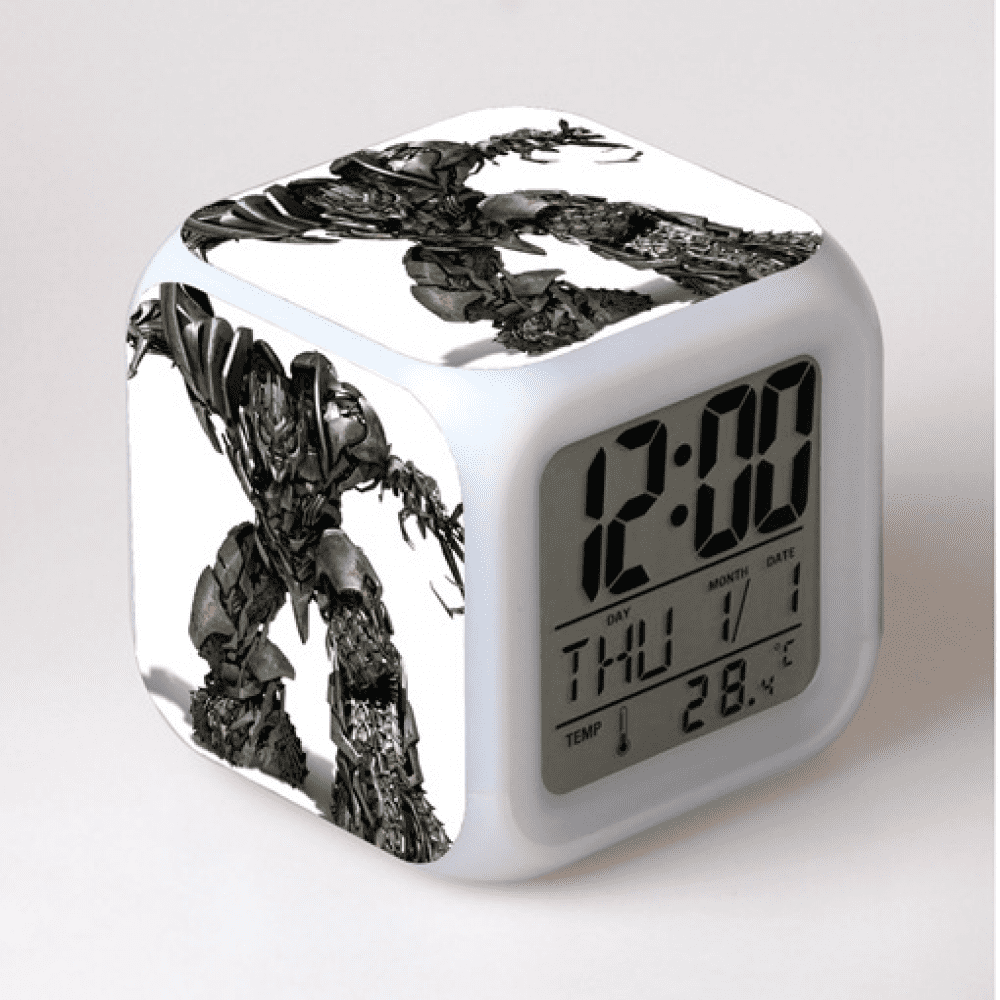 3＂LED Alarm Clock Cartoon Transformers Pattern Desk Table Glowing ...