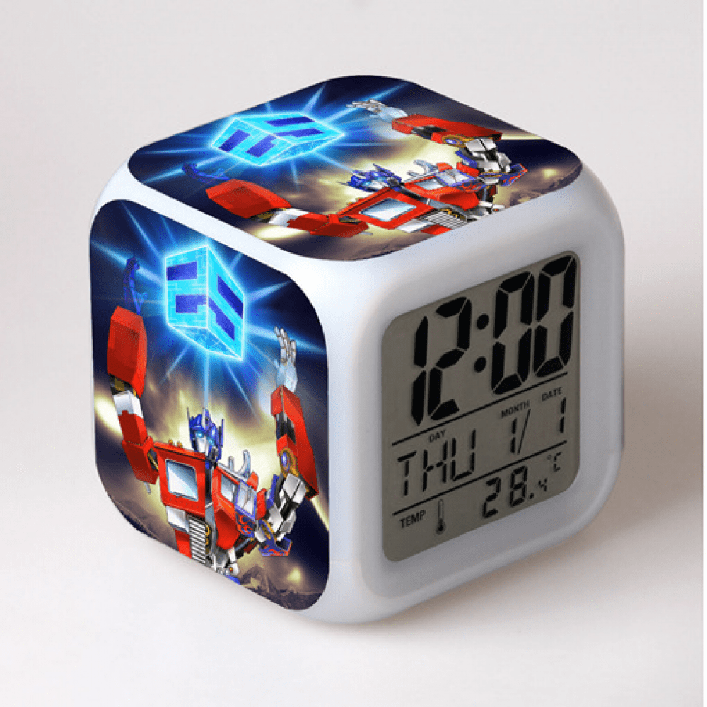 3＂LED Alarm Clock Cartoon Transformers Pattern Desk Table Glowing ...