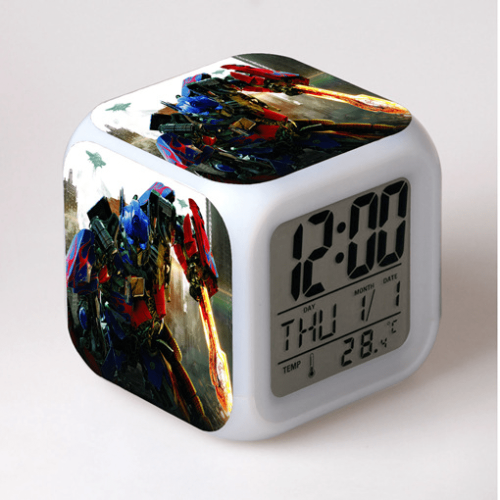 3＂LED Alarm Clock Cartoon Transformers Pattern Desk Table Glowing ...