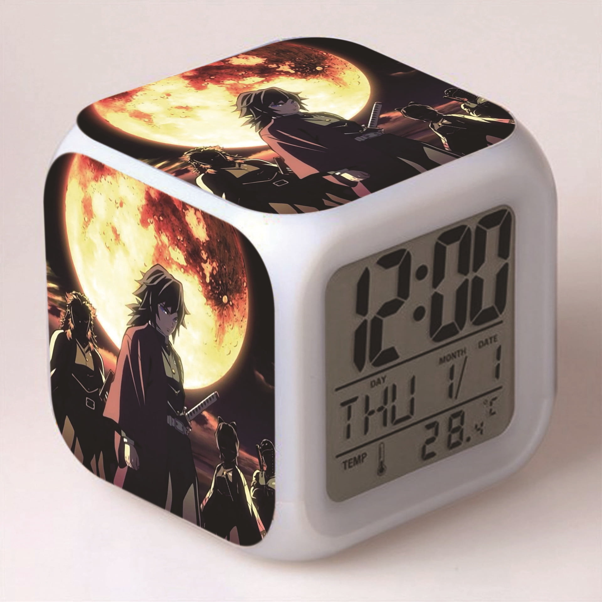 3＂LED Alarm Clock Demon Slayer Pattern Desk Table Glowing Electronic ...
