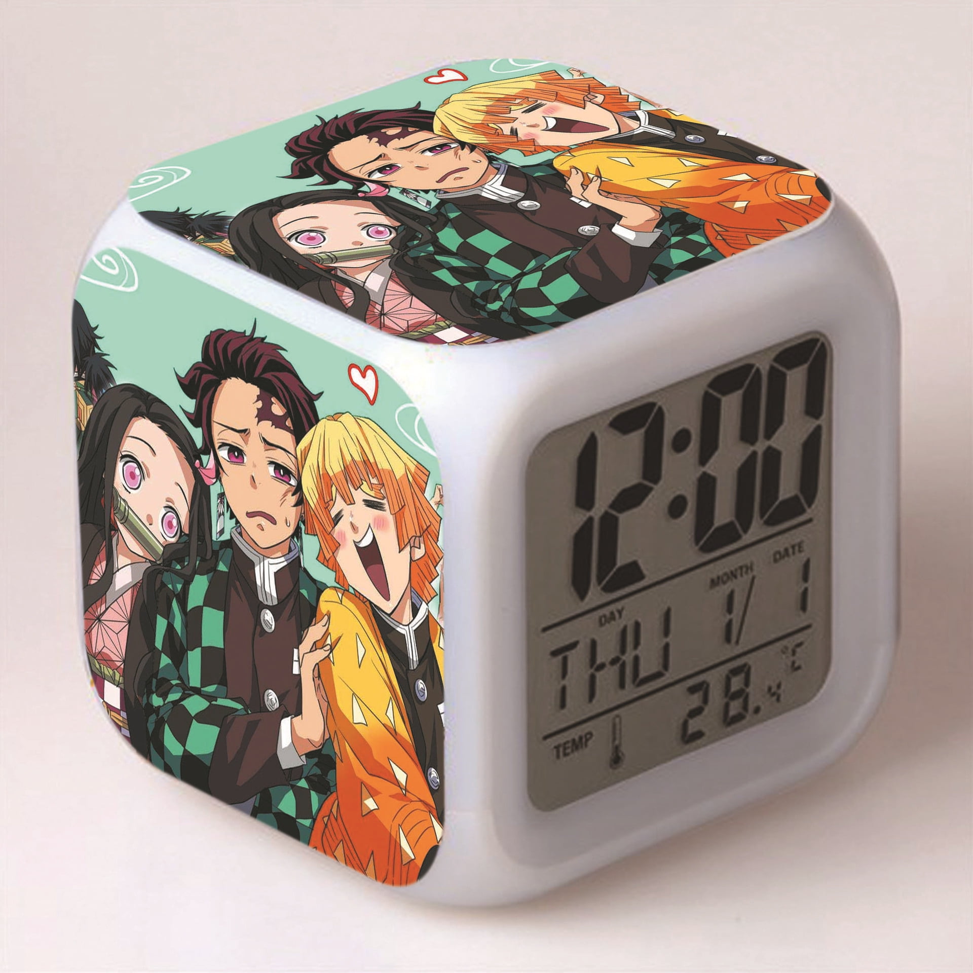 3＂LED Alarm Clock Demon Slayer Pattern Desk Table Glowing Electronic ...