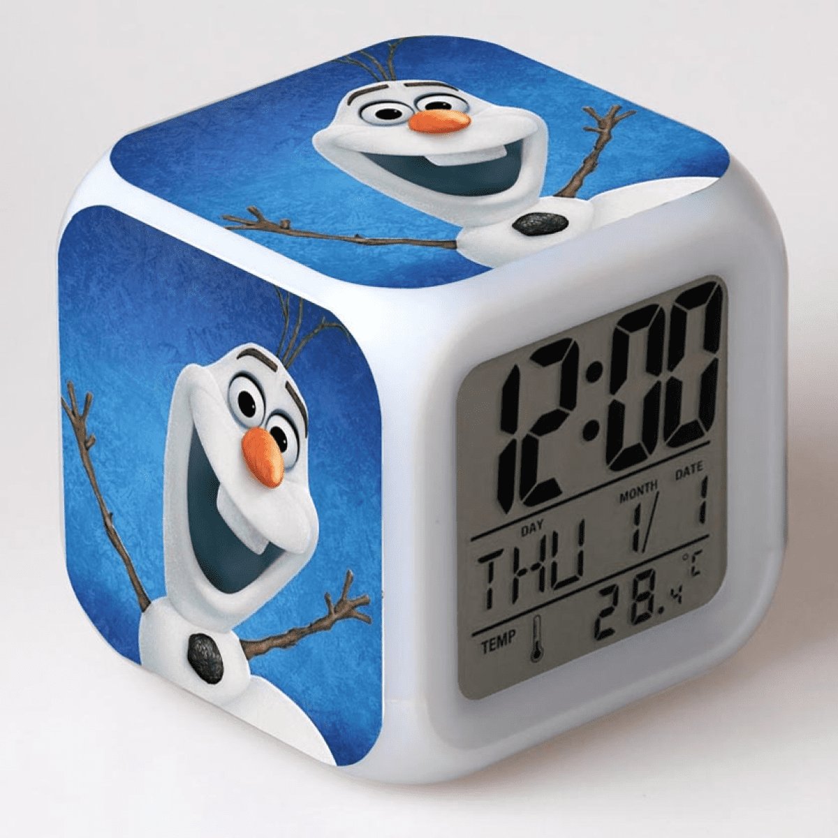 3＂LED Alarm Clock Frozen Pattern Desk Table Glowing Electronic Colorful ...