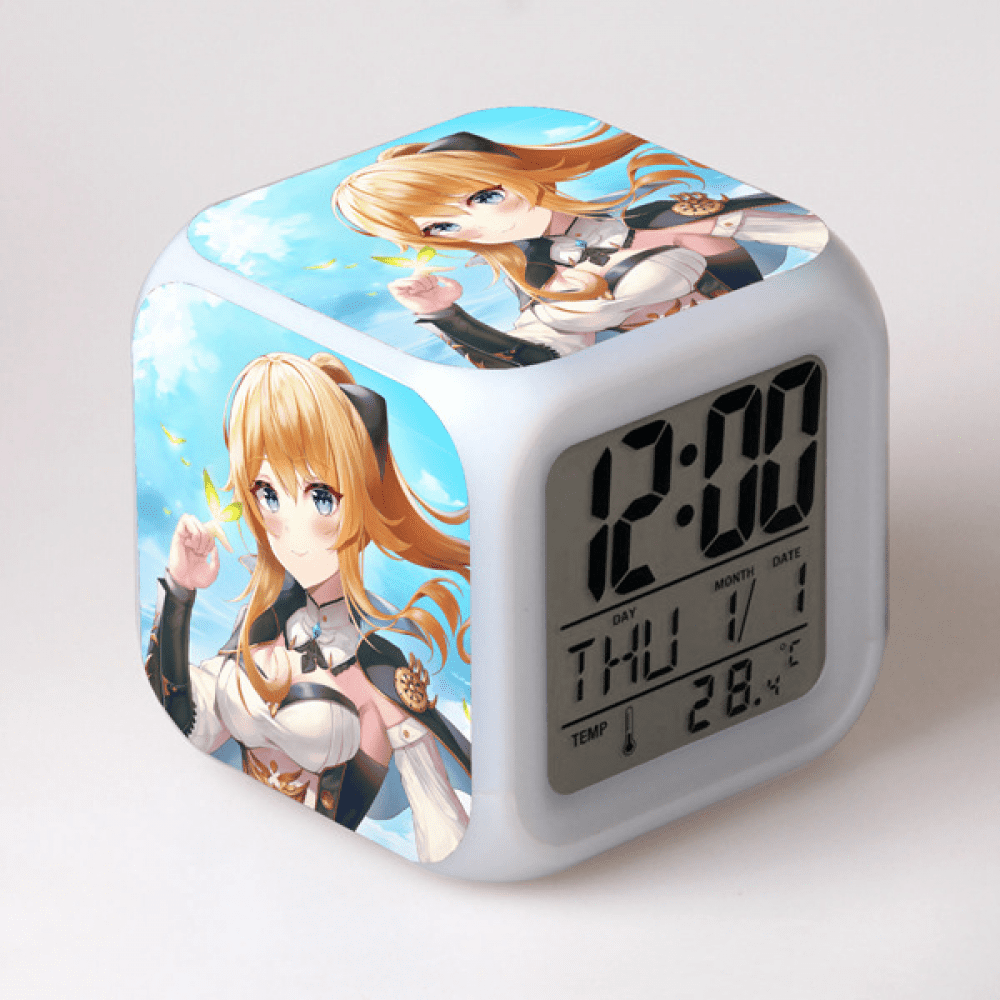 3＂LED Alarm Clock Genshin Impact Pattern Desk Table Glowing Electronic ...