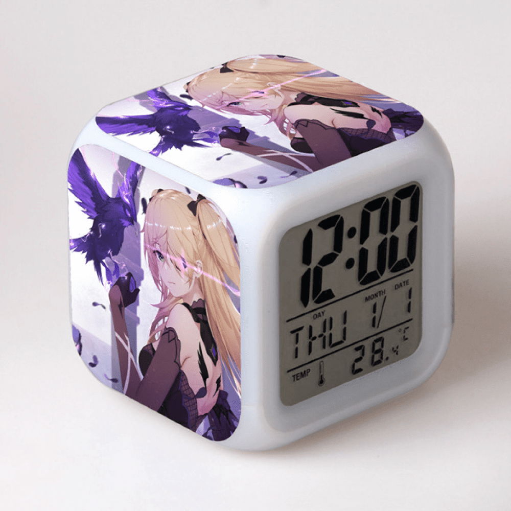 3＂LED Alarm Clock Genshin Impact Pattern Desk Table Glowing Electronic ...
