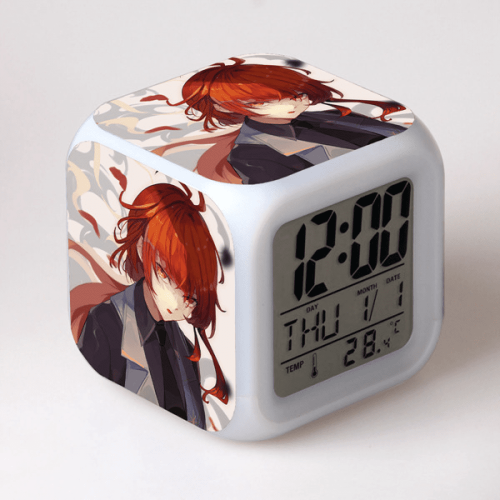 3＂LED Alarm Clock Genshin Impact Pattern Desk Table Glowing Electronic ...