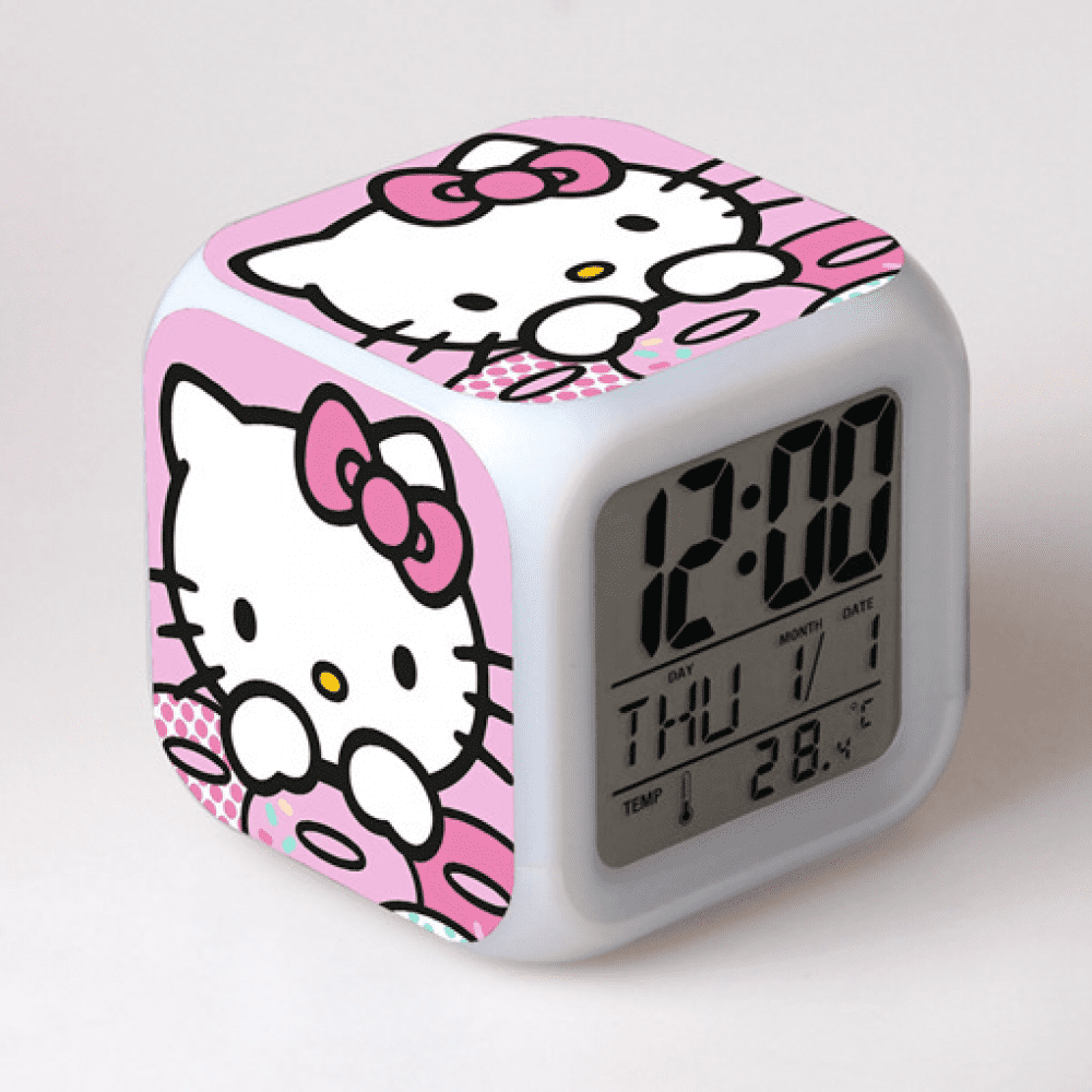 3＂LED Alarm Clock Hello Kitty Pattern Desk Table Glowing Electronic ...