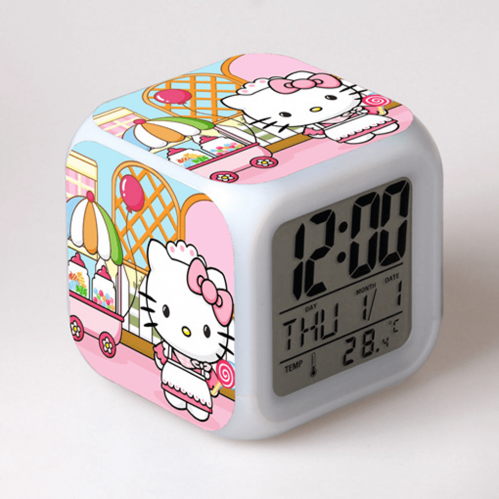 3＂LED Alarm Clock Hello Kitty Pattern Desk Table Glowing Electronic ...