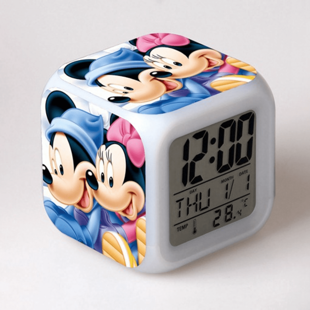 3＂LED Alarm Clock Mickey Mouse Pattern Desk Table Glowing Electronic ...
