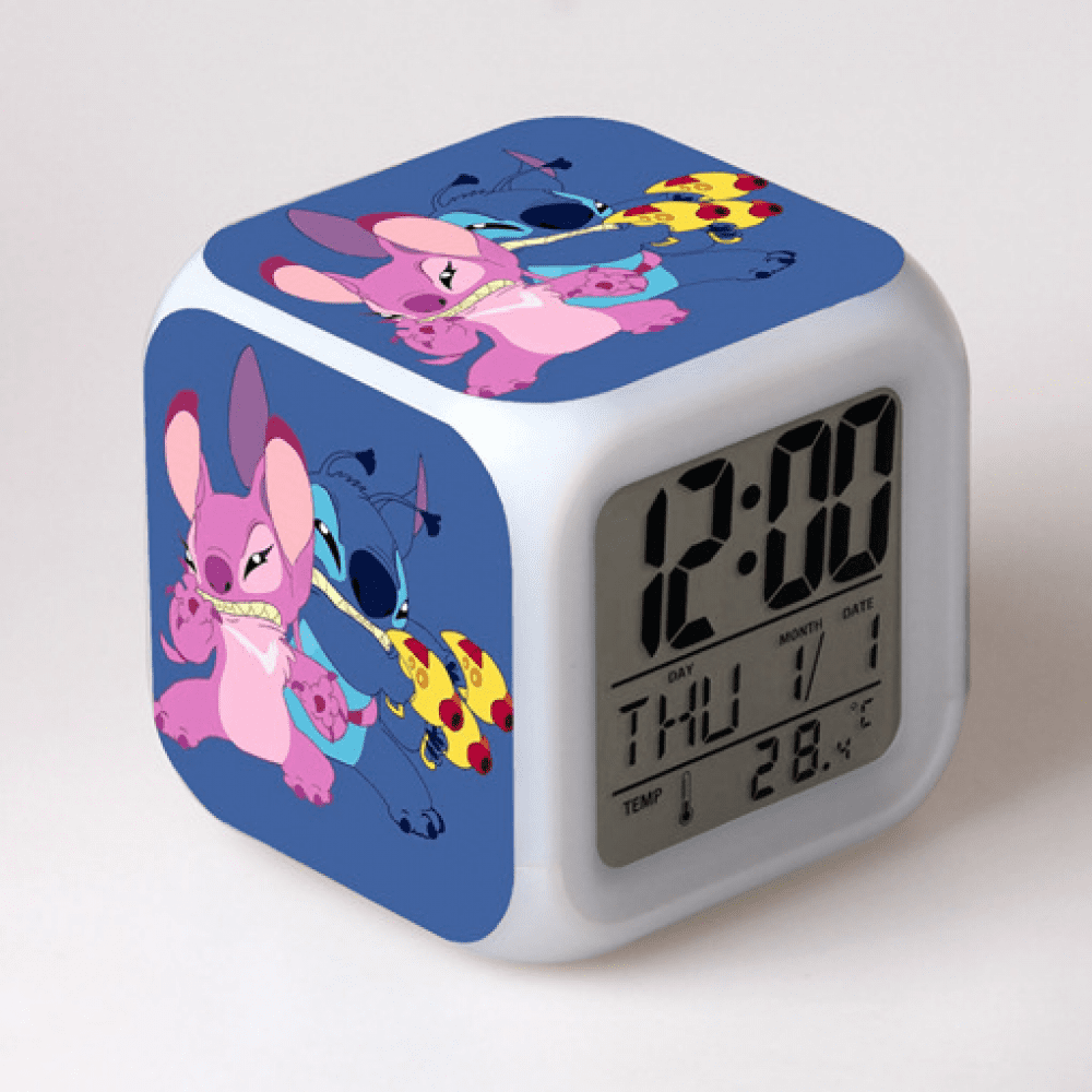 3＂LED Alarm Clock Stitch Pattern Desk Table Glowing Electronic Colorful ...