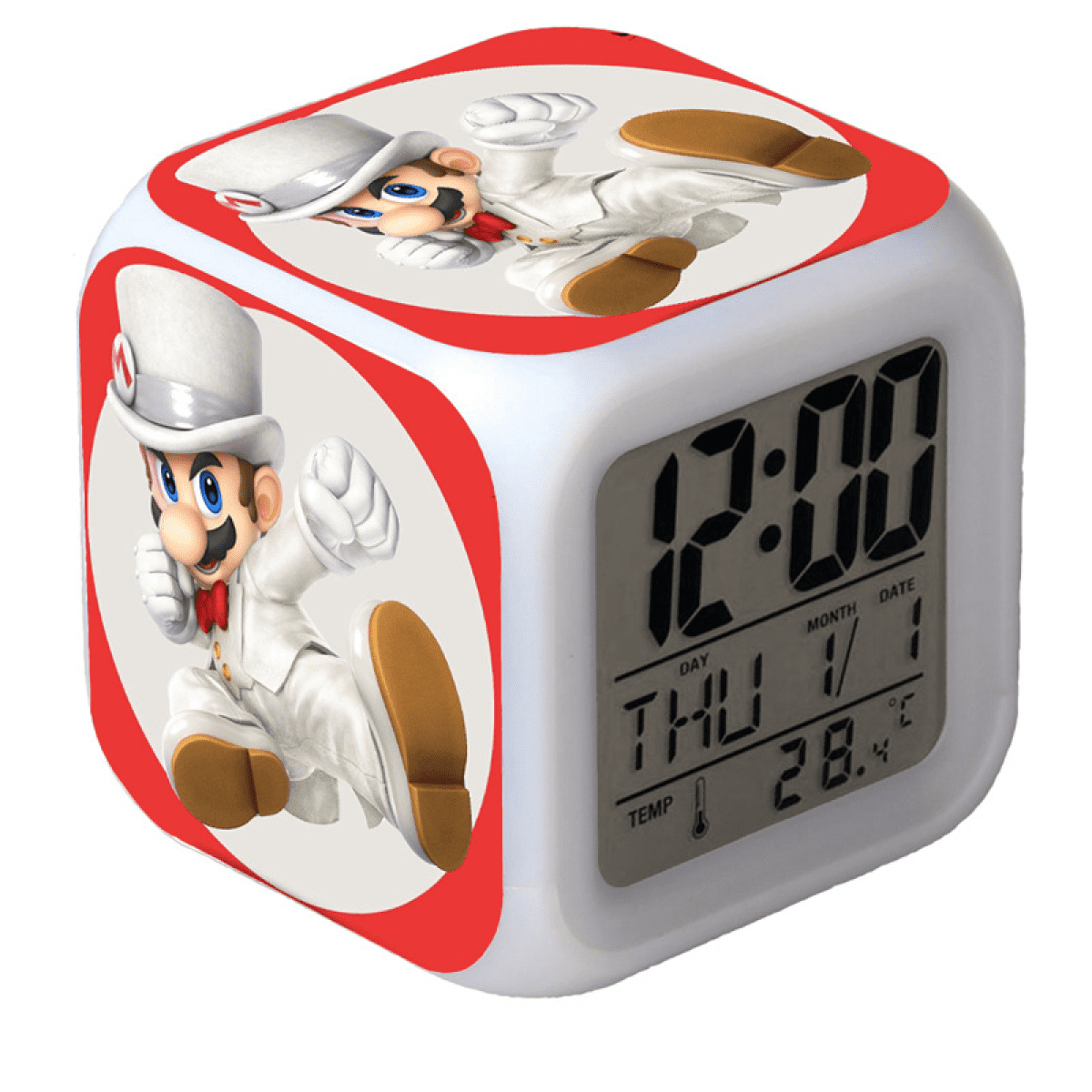 3＂LED Alarm Clock Super Mario Pattern Desk Table Glowing Electronic ...