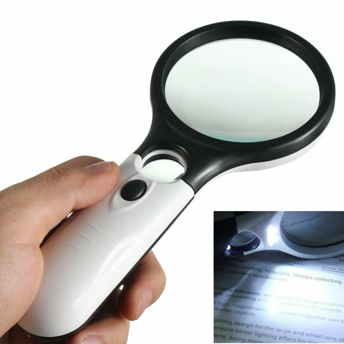 3 LED Light 45X Handheld Magnifier Reading Magnifying Glass Lens Jewelry Loupe - Walmart.com