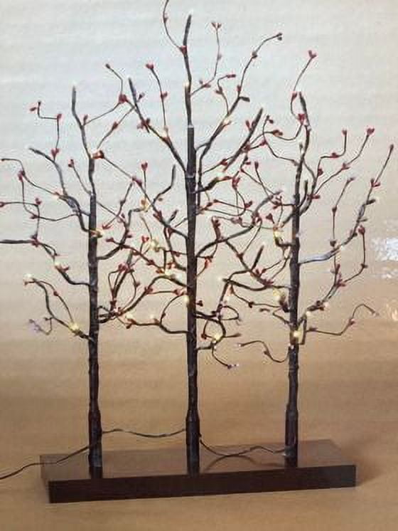 3 LED Lighted Snowy Red Berry Trees with Base - Walmart.com