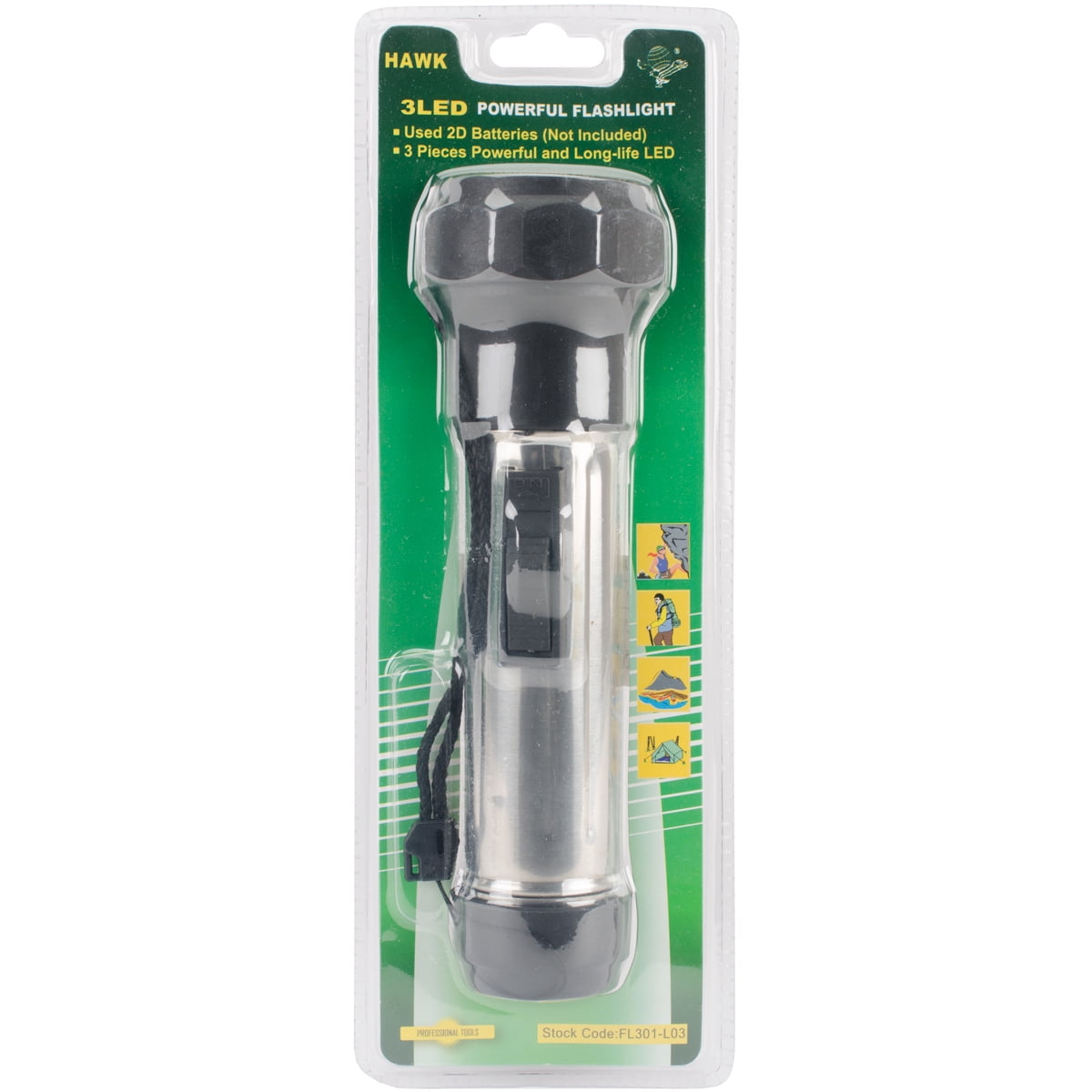 3 LED Metal & Rubber Flashlight-Black & Silver - Walmart.com