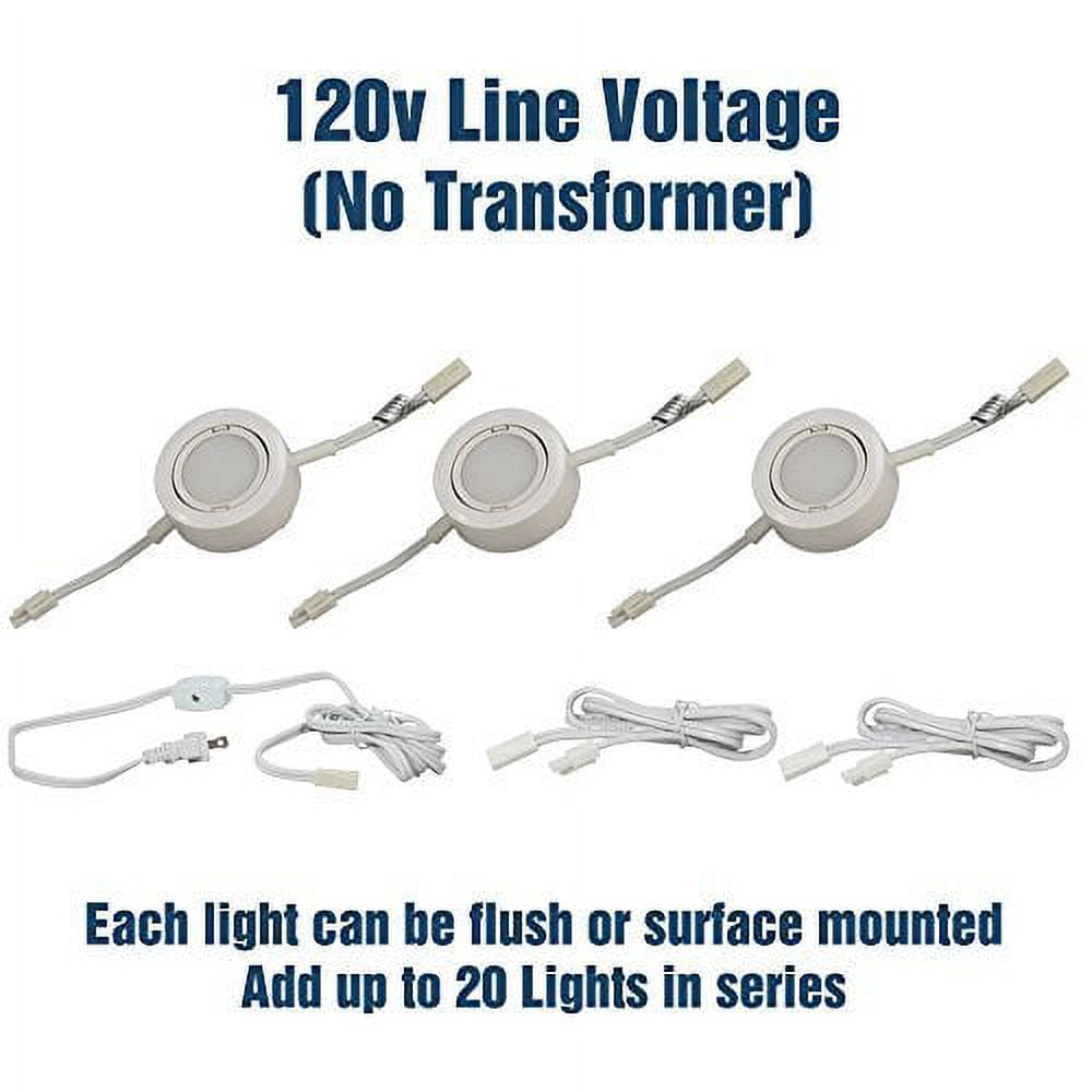 Hamilton Bowes LED Puck Light Kit, White Cover, Cool White 6100k ...