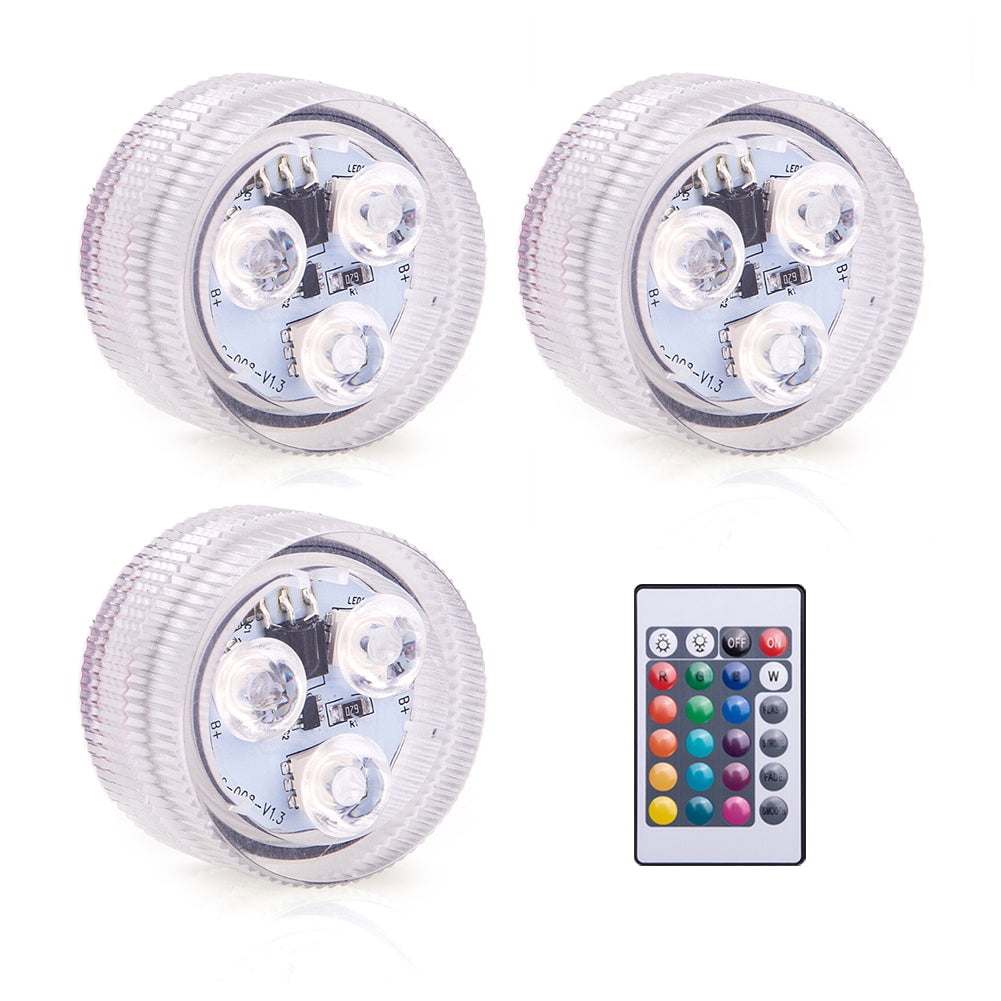 3 LEDs RGB Underwater Lamp Submersible Light Remote Control Garden ...