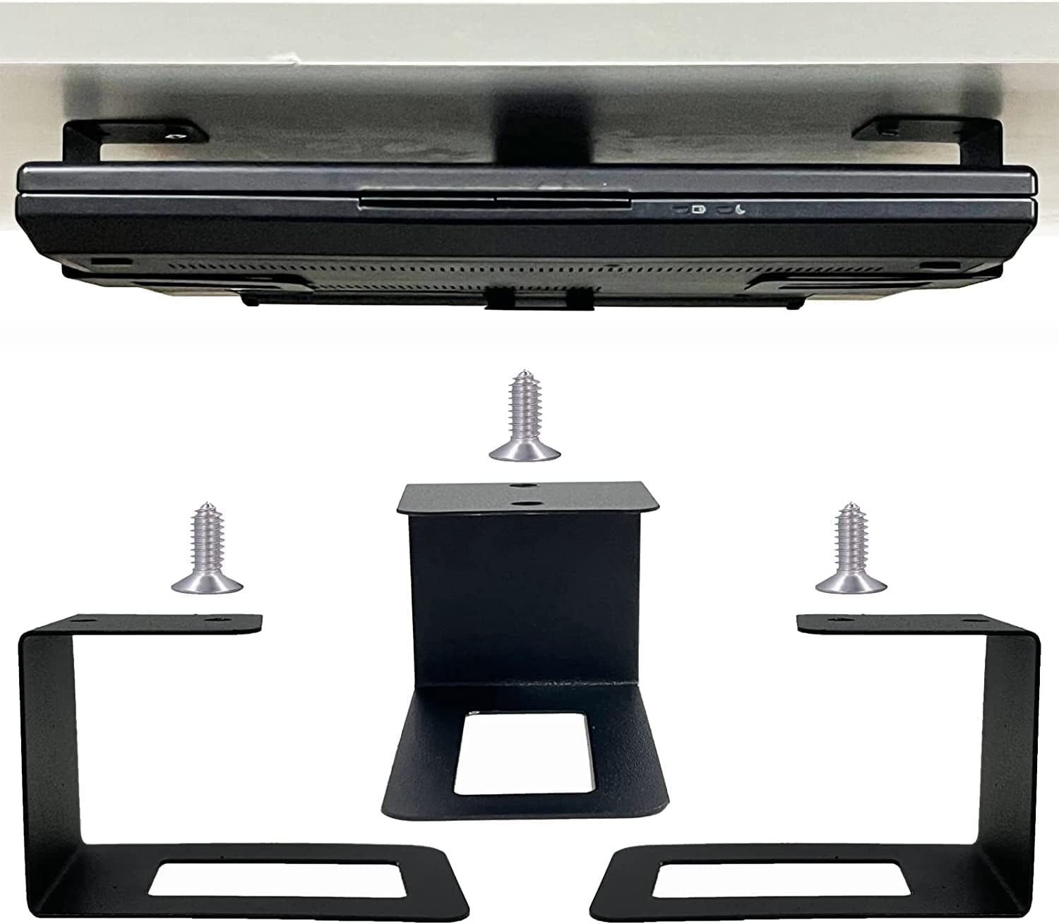 (3) Laptop Holder Under Desk Laptop Mount Organizer Rack Storage Shelf ...