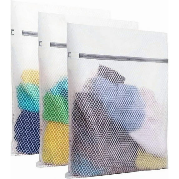 3 Large (16x19inch) Mesh Laundry Bags for Delicates, Durable Honeycomb ...