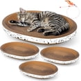 3 Large Cardboard Scratcher, Oval Scratcher Pad Board Bed Durable, Bowl ...
