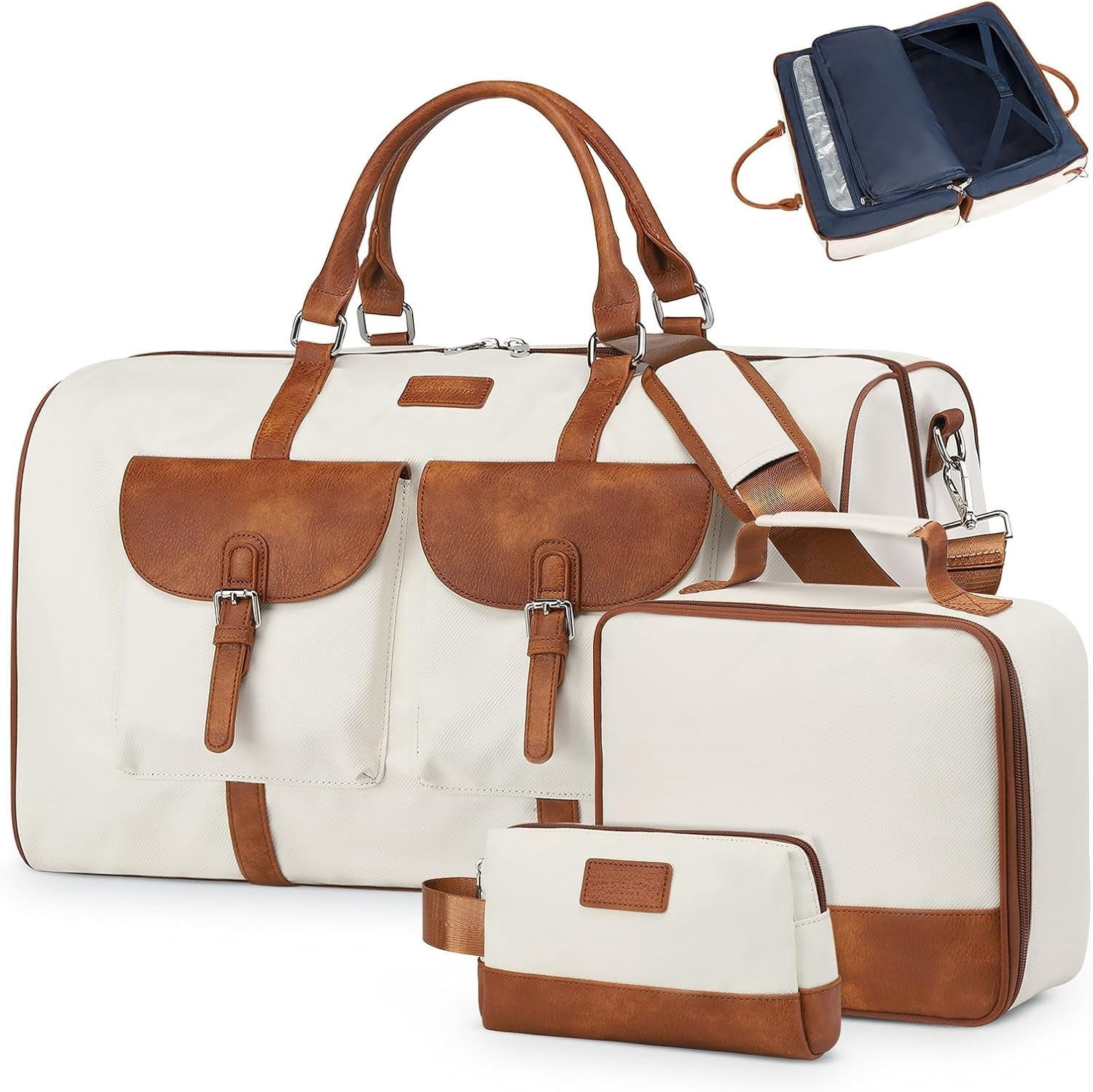 3- Lay-Flat Travel Duffel Bag Set for Women & Men, Stylish Carry ...