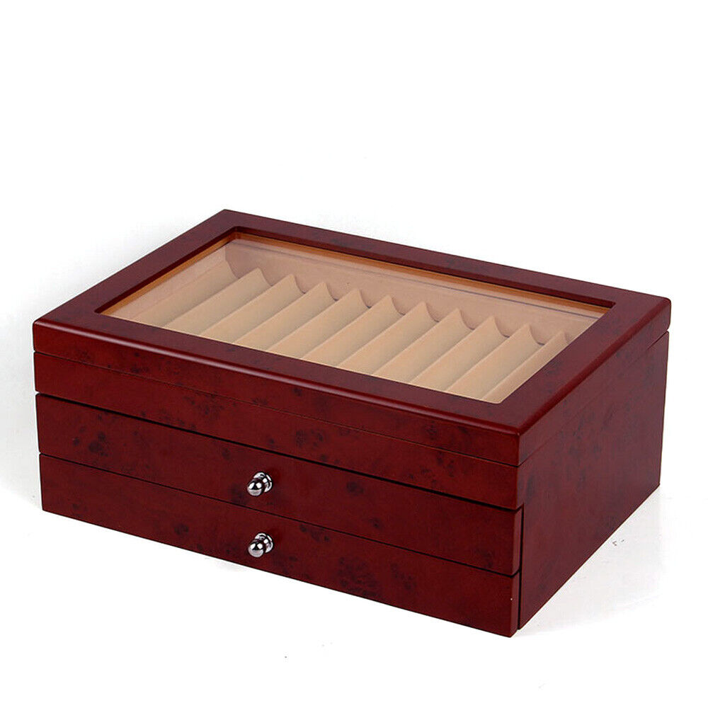 3-Layer 34 Pens Fountain Pen Collector Storage Display Wood Box Clear ...