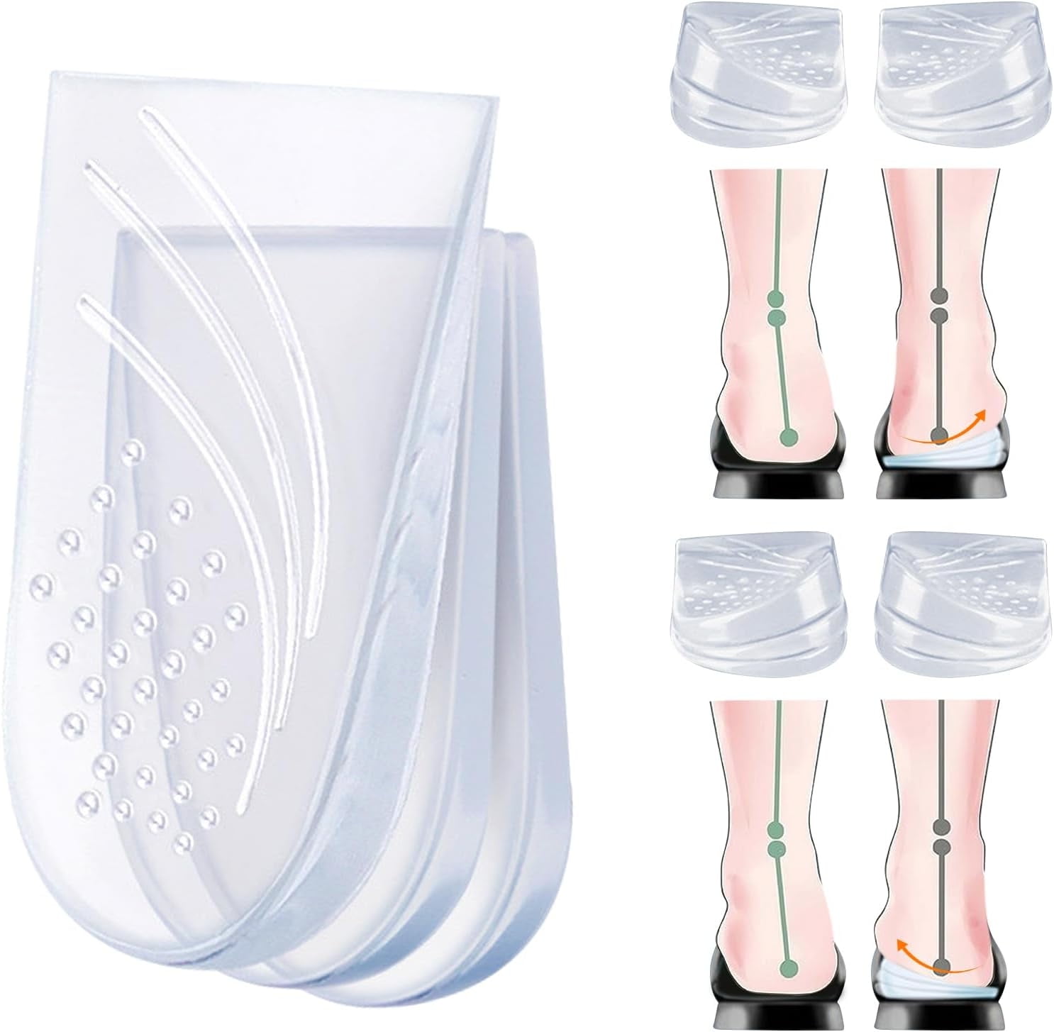 3-Layer Adjustable Heel Wedge Cushions – Silicone Heel Insoles for Foot ...