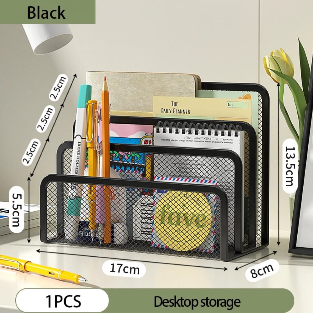 3-Layer Black Metal Mesh File Organizer – Desktop Tray Rack for ...