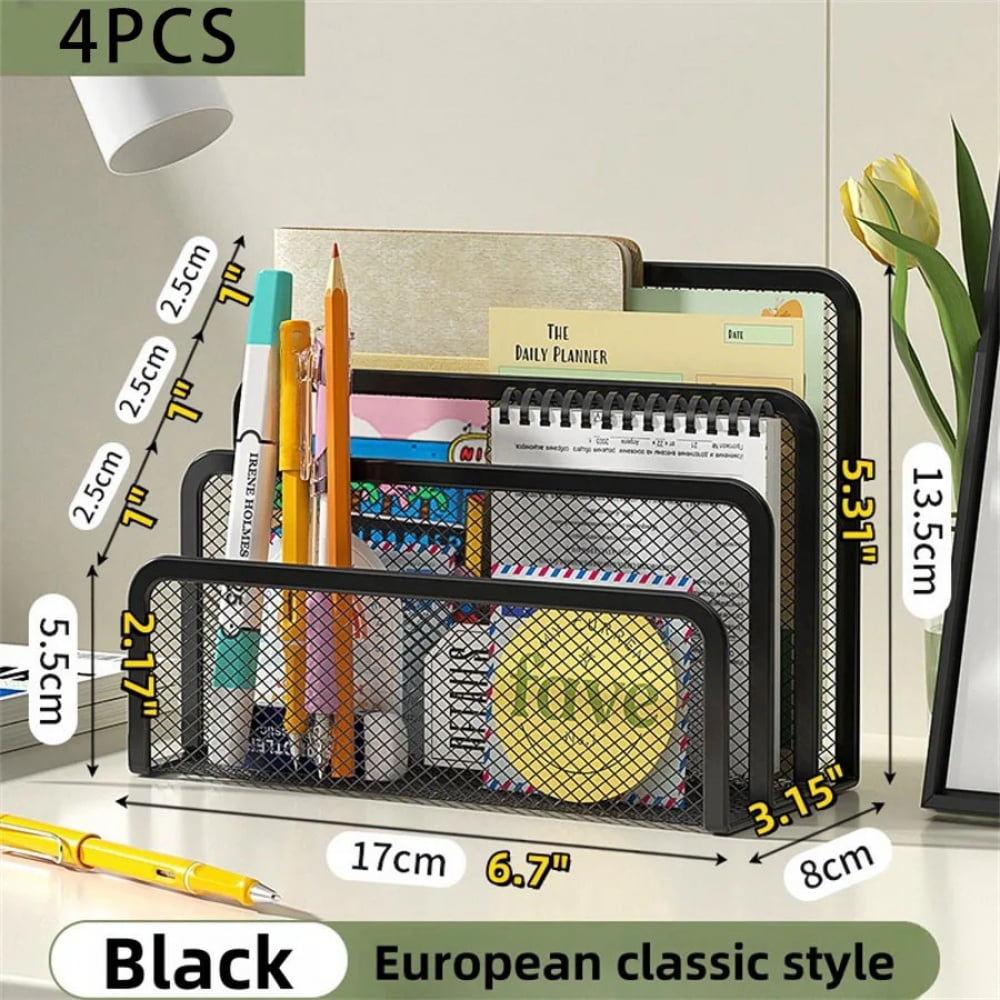 3-Layer Black Metal Mesh File Organizer – Desktop Tray Rack for ...
