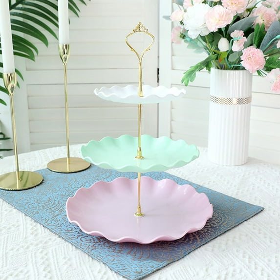 3 Layer Cake Stand Decorative Trays, Cupcake Stands with Gold Rim ...
