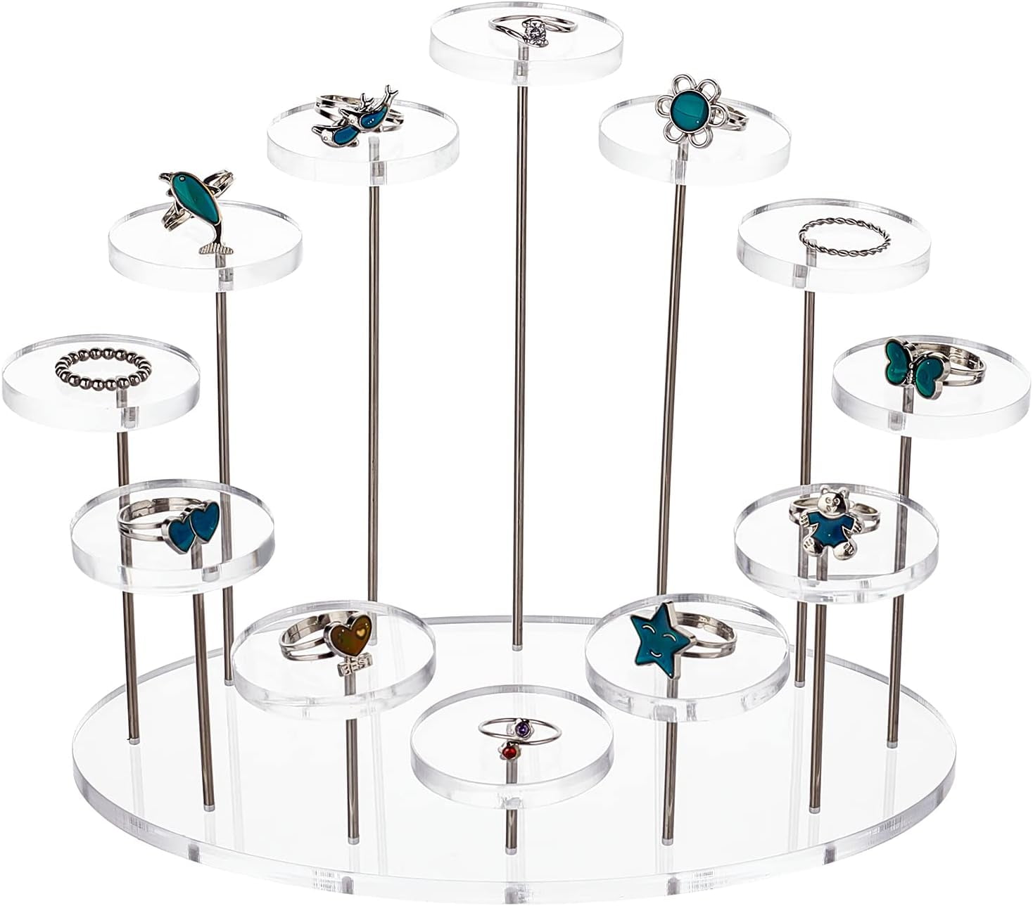3-Layer Clear Round Riser Stands Adjustable Display Risers Set Rotating ...
