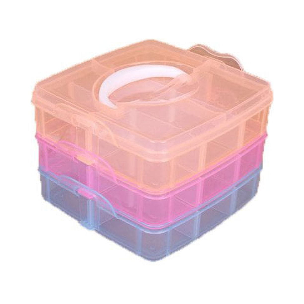 3 Layer Craft Organizer Box, Plastic Stackable Bead Storage Case with ...