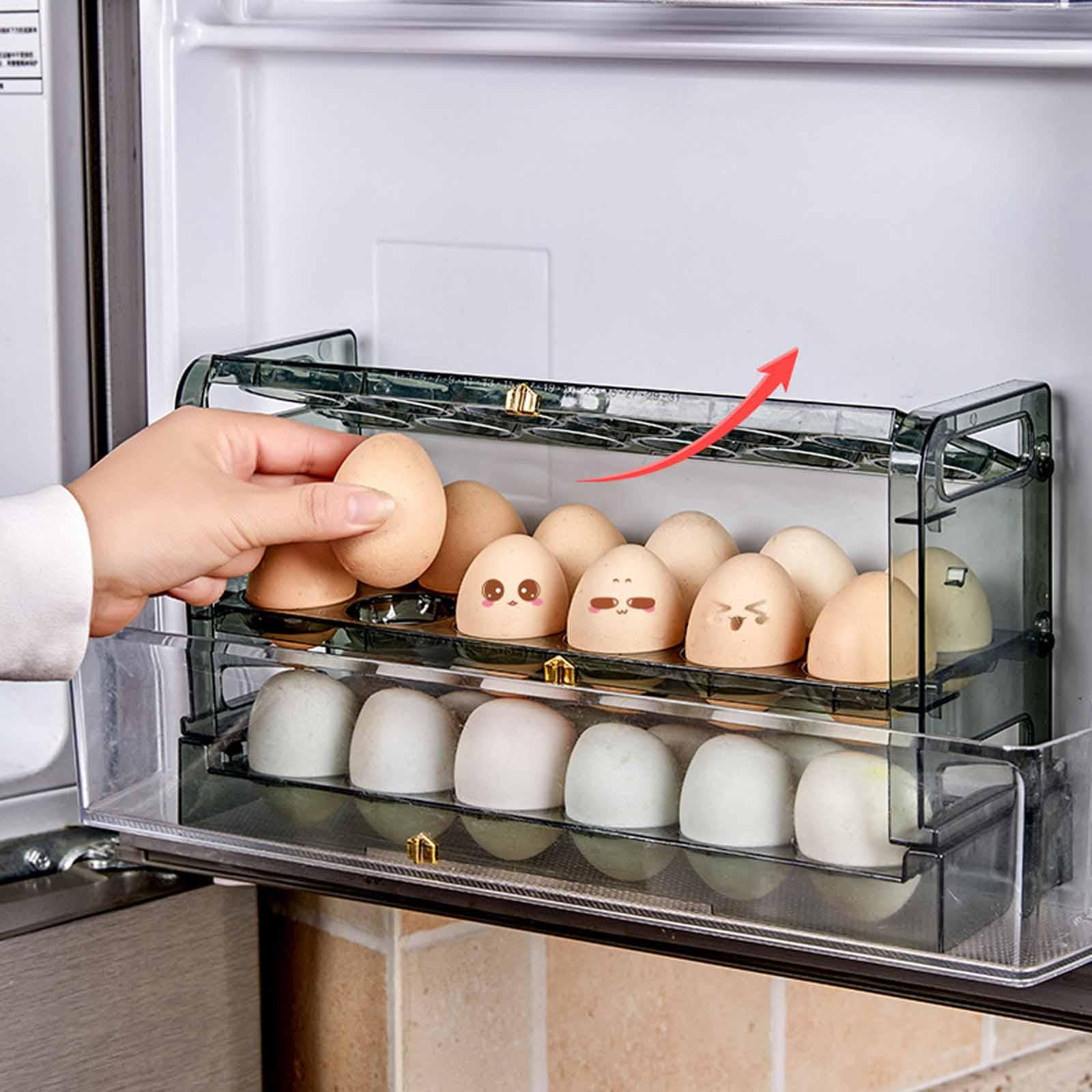 3 Layer Egg Storage Box with Handle Tray Carrier Space Saver Egg Fresh ...