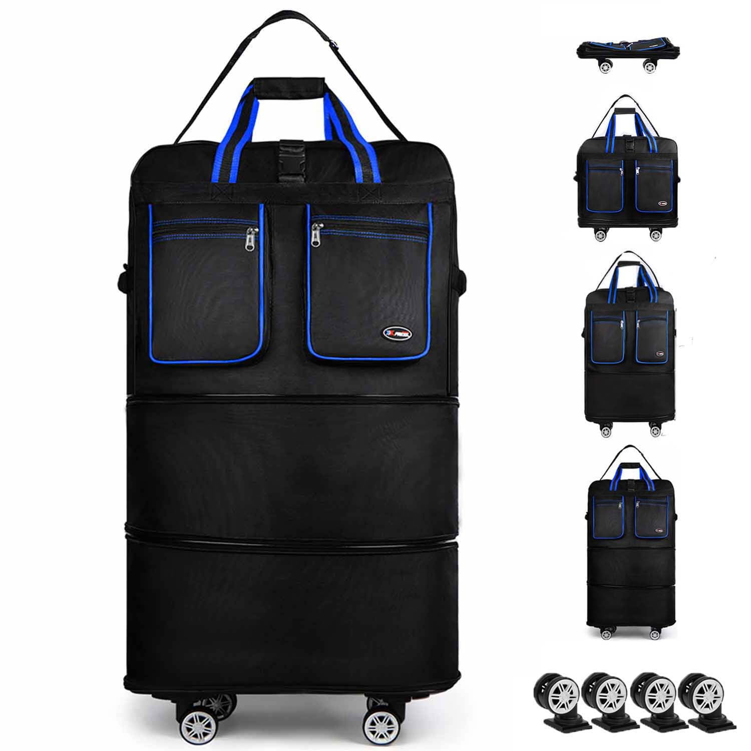 30" Expandable Foldable Rolling Duffle Bag Water-resistant Collapsible ...