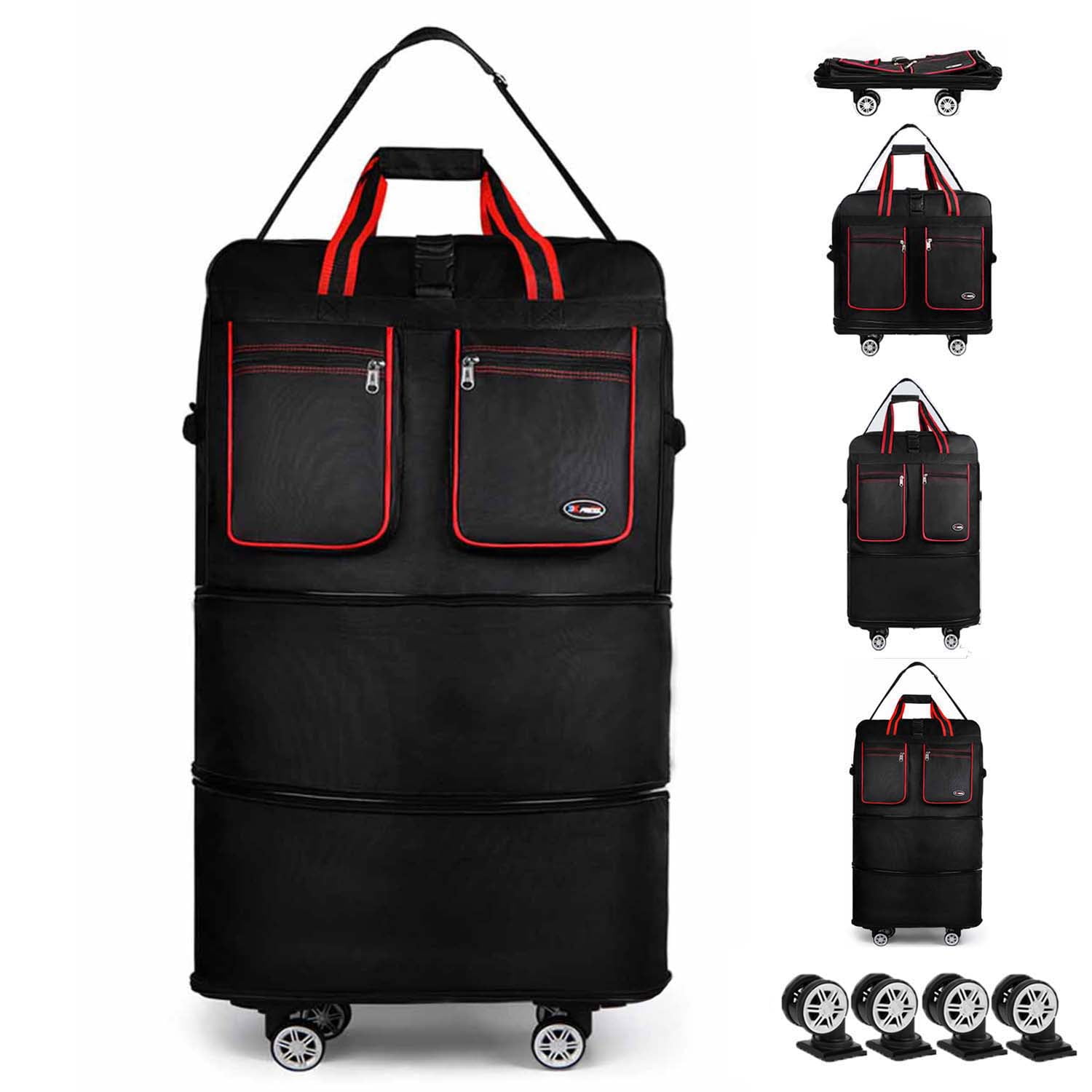 30" Expandable Foldable Rolling Duffle Bag Water-resistant Collapsible ...