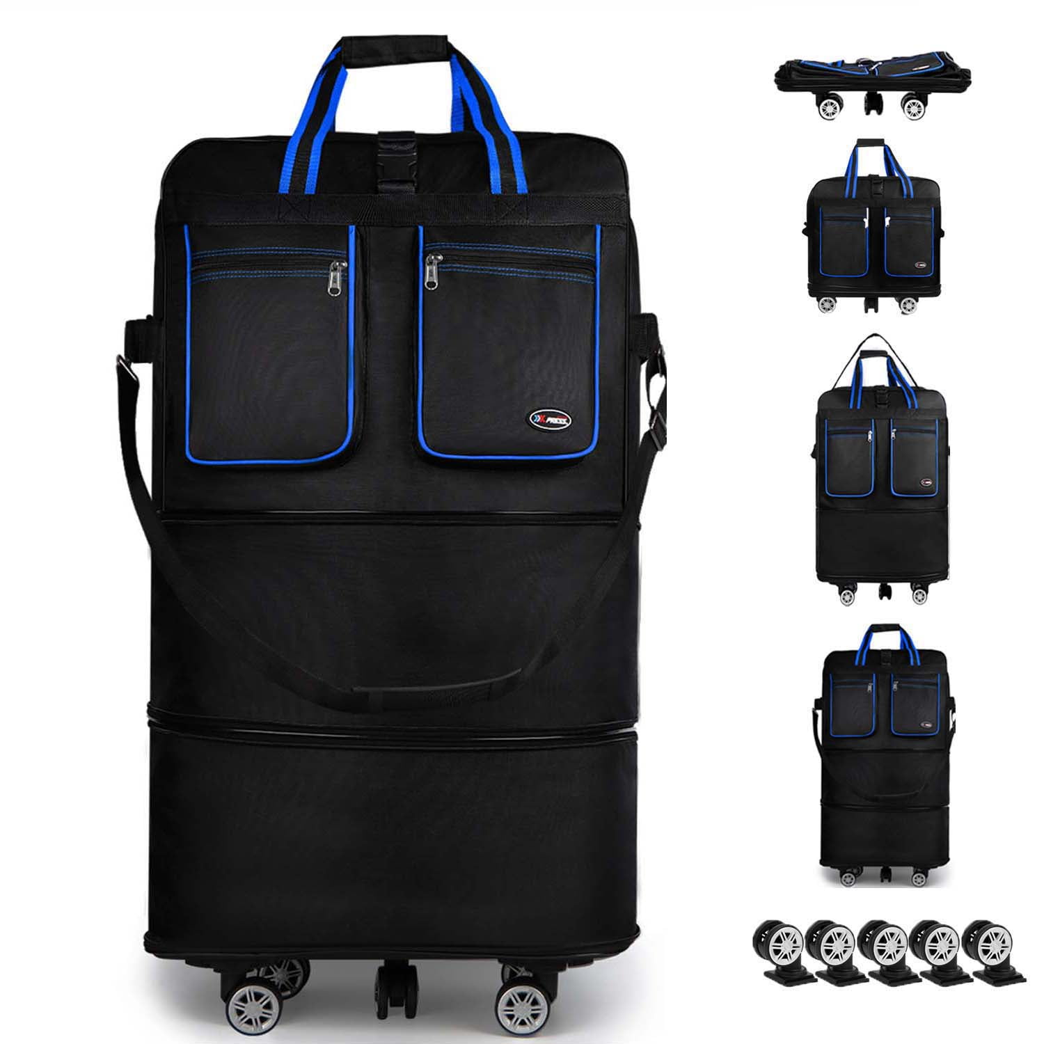 36" Expandable Foldable Rolling Duffle Bag Water-resistant Collapsible ...