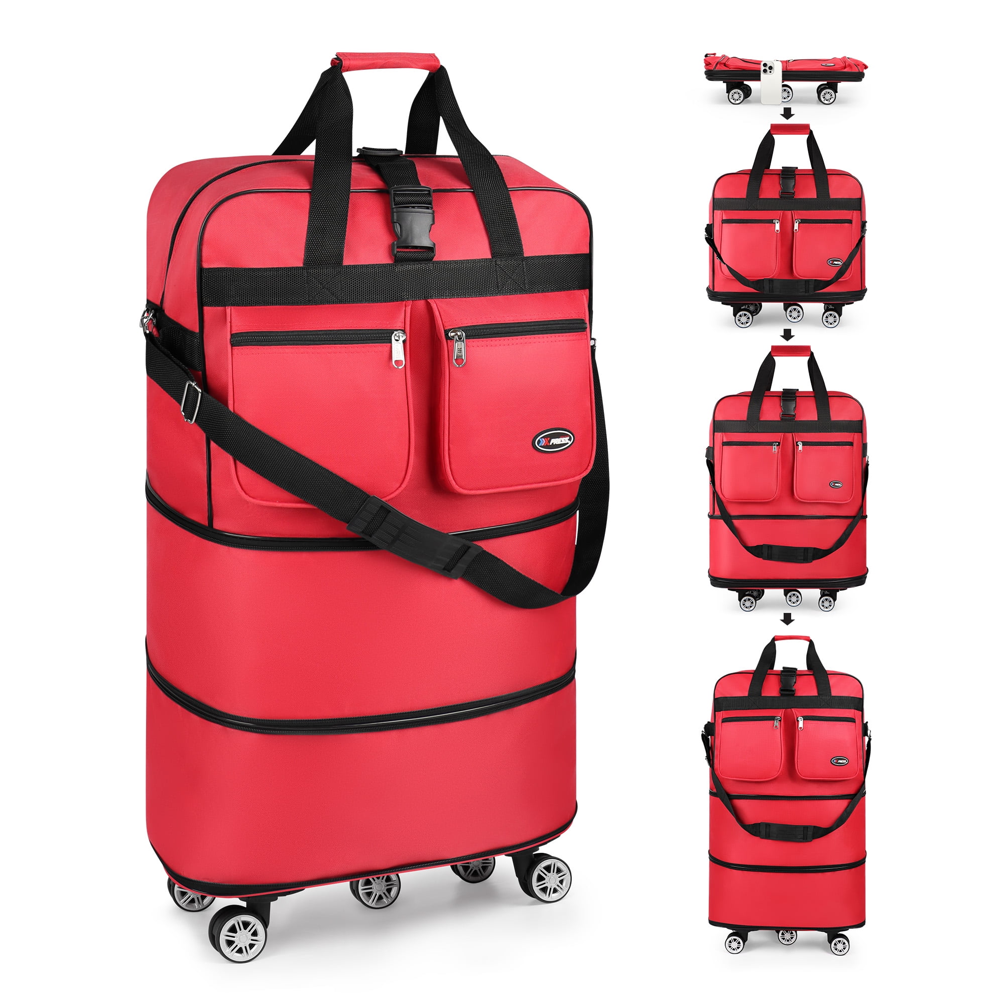36" Expandable Foldable Luggage Bag,Collapsible Suitcases with Wheels ...