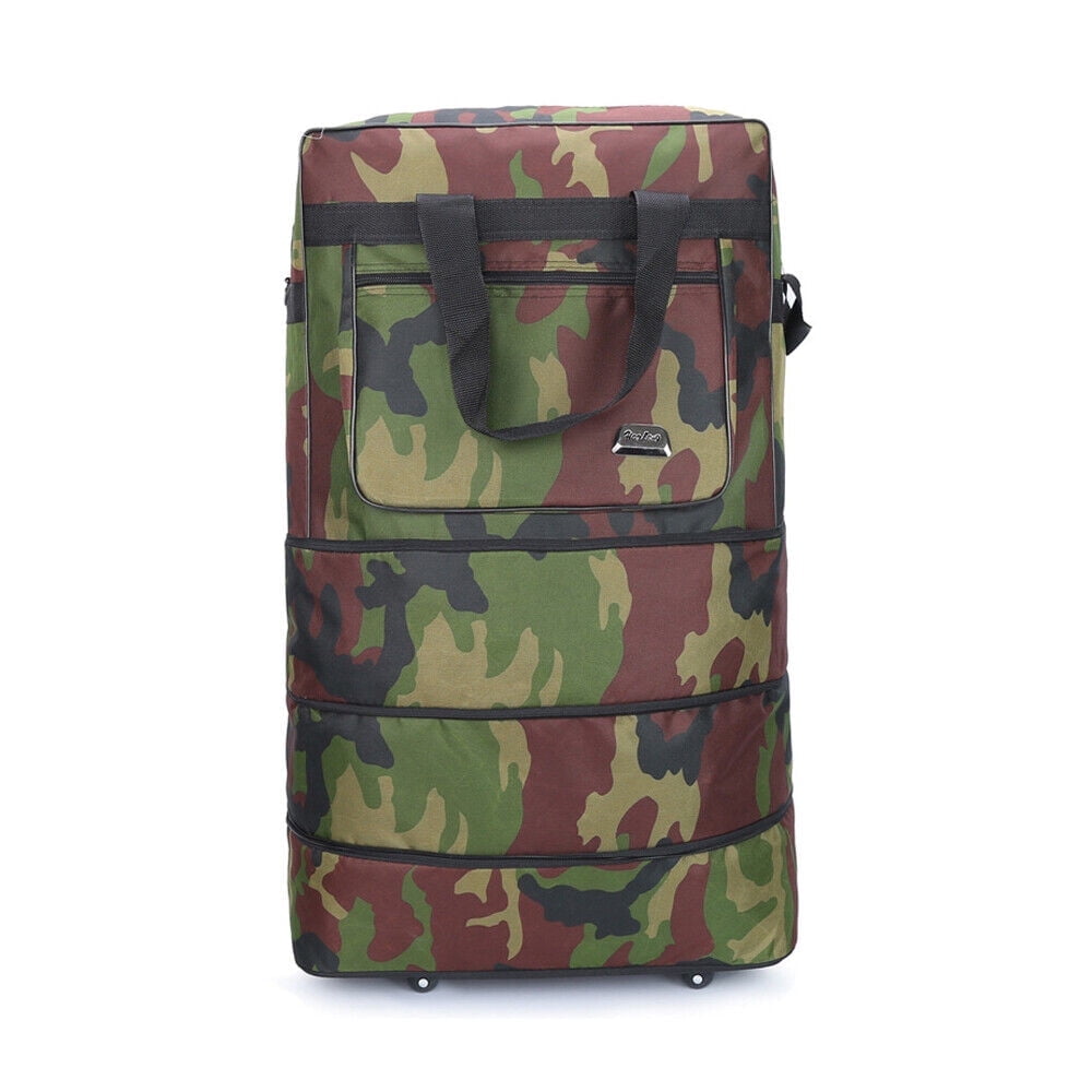 3-Layer Expandable Rolling Duffle Bag Wheeled Luggage Foldable Suitcase ...