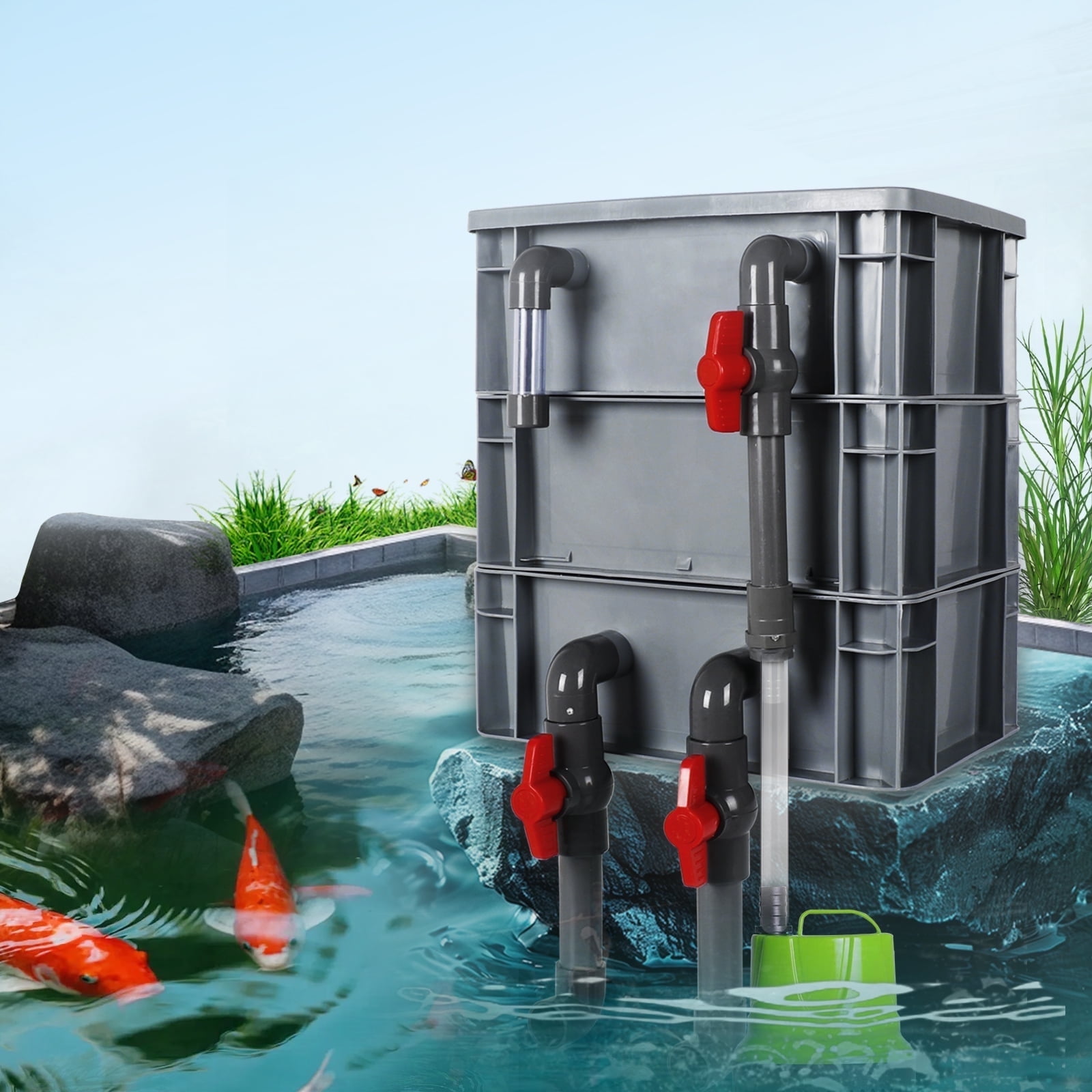 3-Layer Fish Tanks Filter Box, Aquarium Filter with Pump and Filter ...