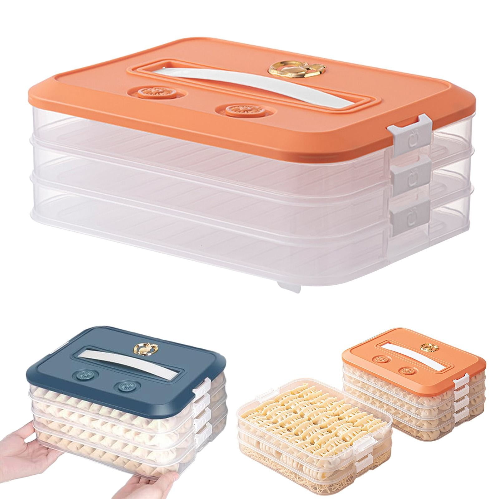 3-Layer Food Storage Container, Stackable Snack Container with Lid ...