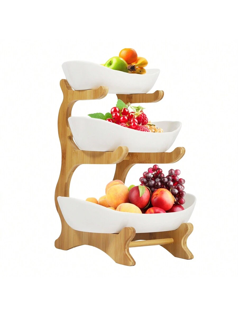 3-Layer Fruit Tray Storage Rack Vegetables Snacks Storage Plate Holder ...