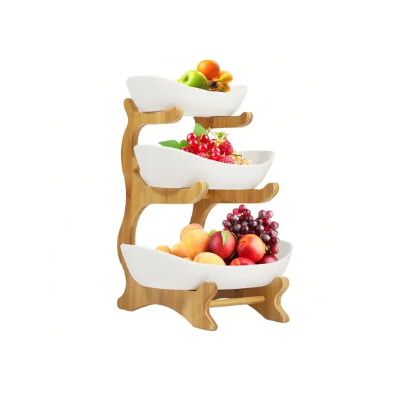 3-Layer Fruit Tray Storage Rack Vegetables Snacks Storage Plate Holder ...