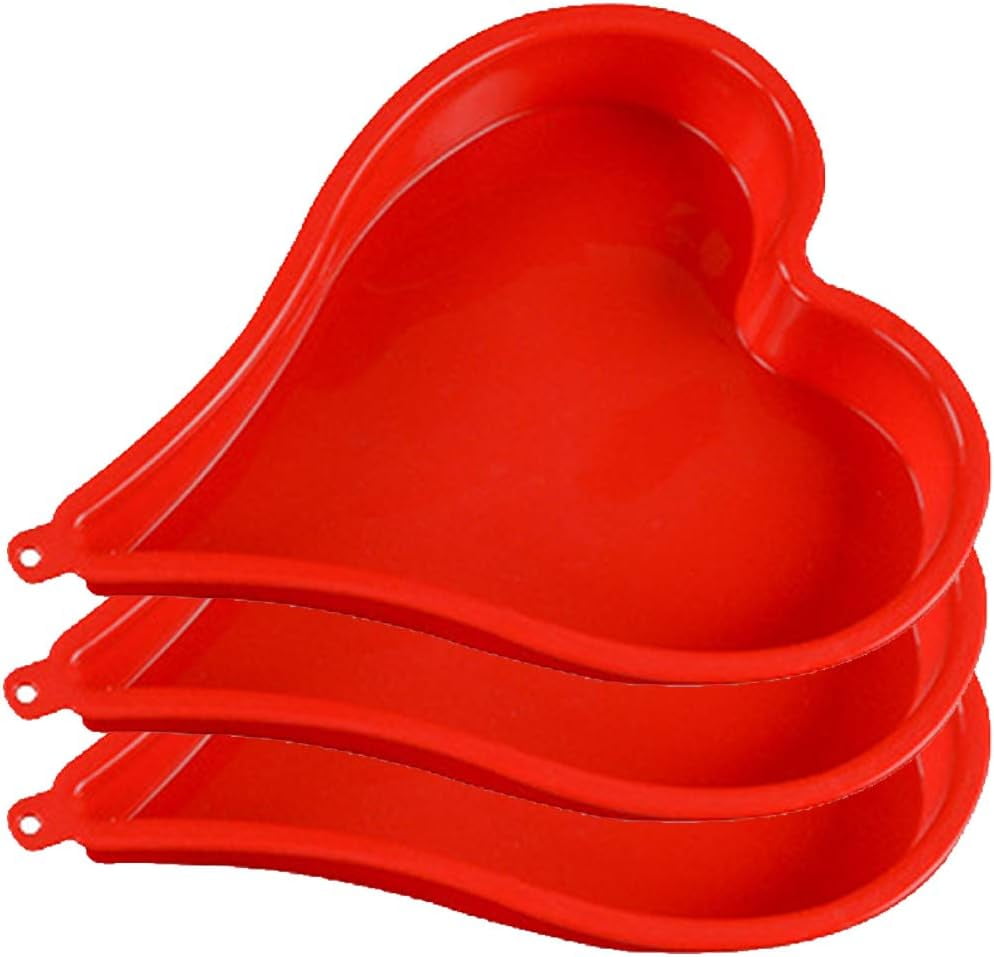 3 Layer Heart Cake Pan Silicone Mold(8-inch) Set, Baking Bakeware Tray ...