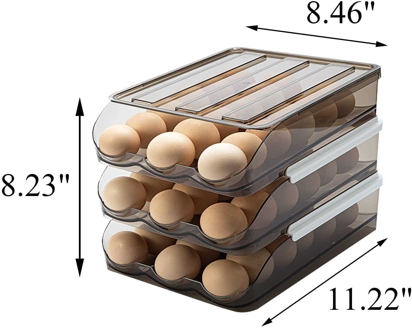 3-Layer Holder for Refrigerator Auto Rolling Organizer Plastic Storage ...